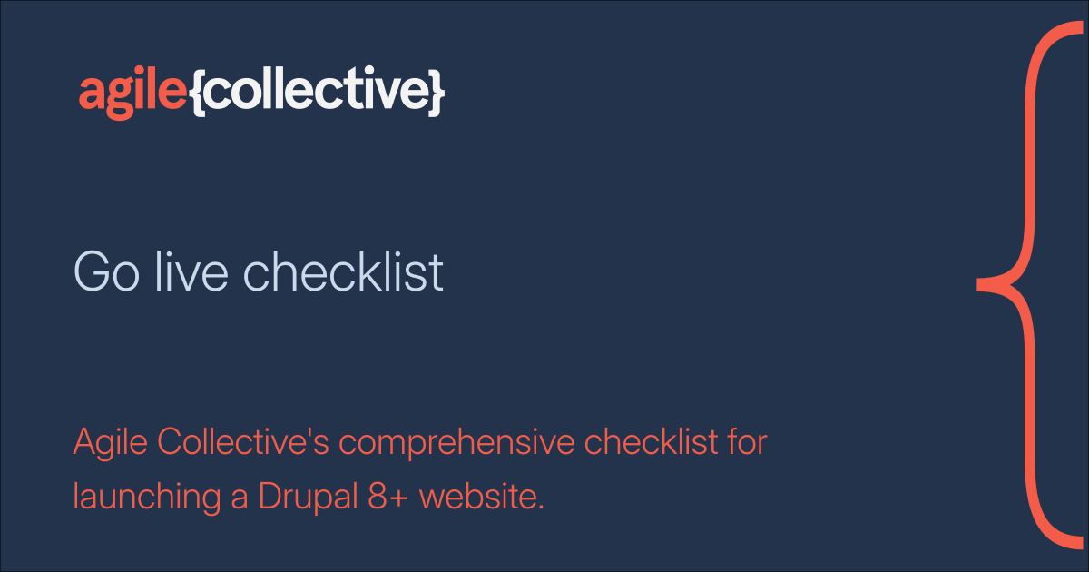 Go live checklist | Agile Collective developer documentation